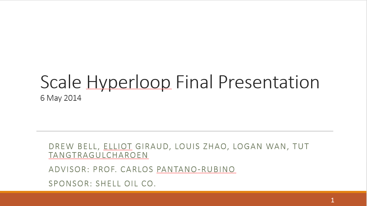 Scale Hyperloop Final Presentation – Drew Bell